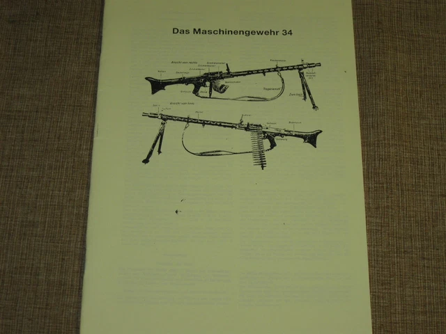 RARE GERMAN WWII Manual MASCHINENGEWEHR MG34 MACHINE GUN Diagrams ...
