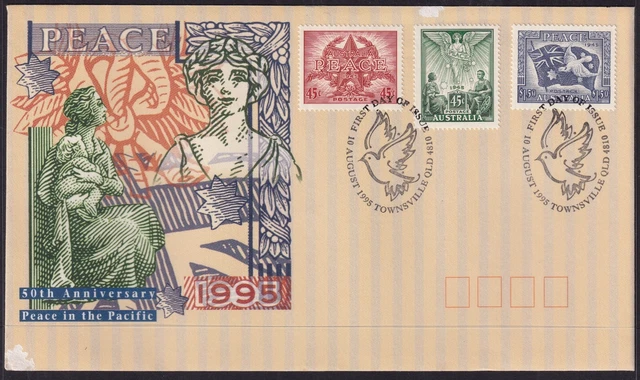 AUSTRALIA 1995 50TH anniversary of post-WWII peace issue FDC (FDI ...