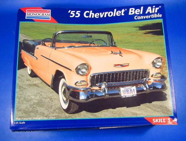 1955 CHEVROLET BEL Air Convertible Model Kit Monogram 1/25th Scale $24. ...