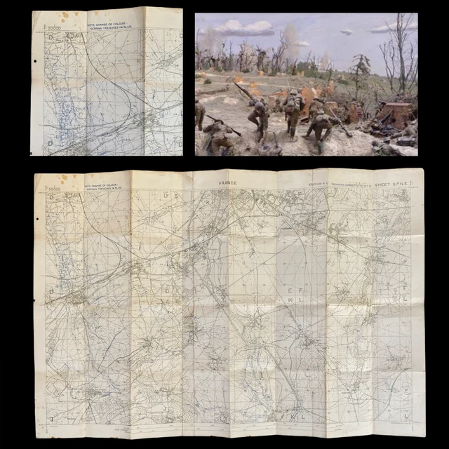 RARE WWI BEF Hundred Days Offensive Trench Map German Trenches ...