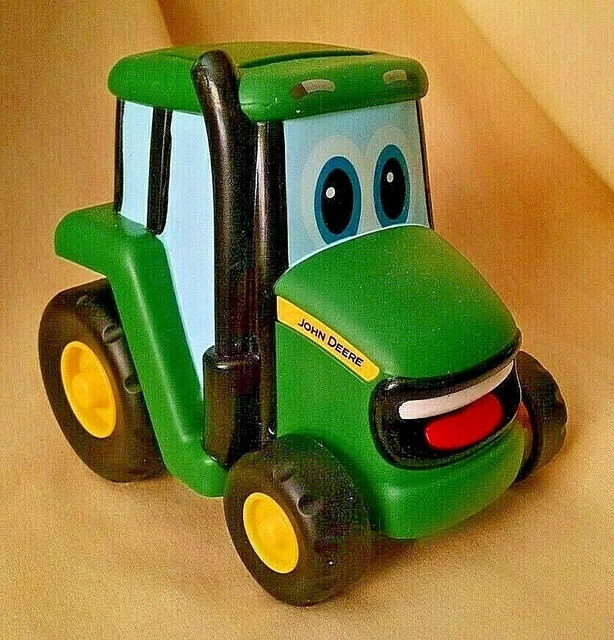 JOHN DEERE TRACTOR Push & Go Toy Tomy Soft Plastic Rubber Used Toddler ...