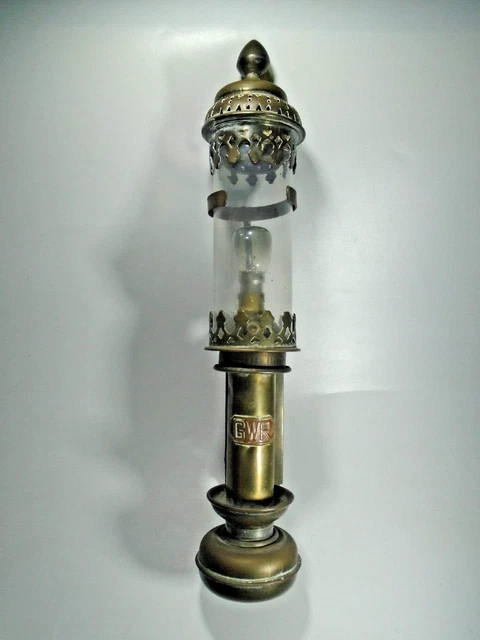 VINTAGE BRASS GWR Railway Carriage Wall Light Lantern Candle Sconce ...