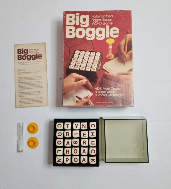 BIG BOGGLE GAME by Parker Brothers Vintage 1979 Bigger Hidden Word $14. ...