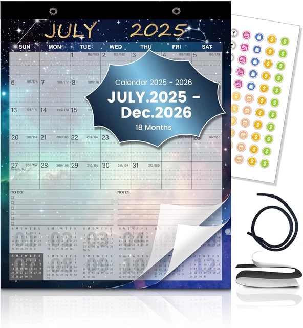 2025-2026 WALL CALENDAR, July 2025 to December 2026 Monthly Calendar ...