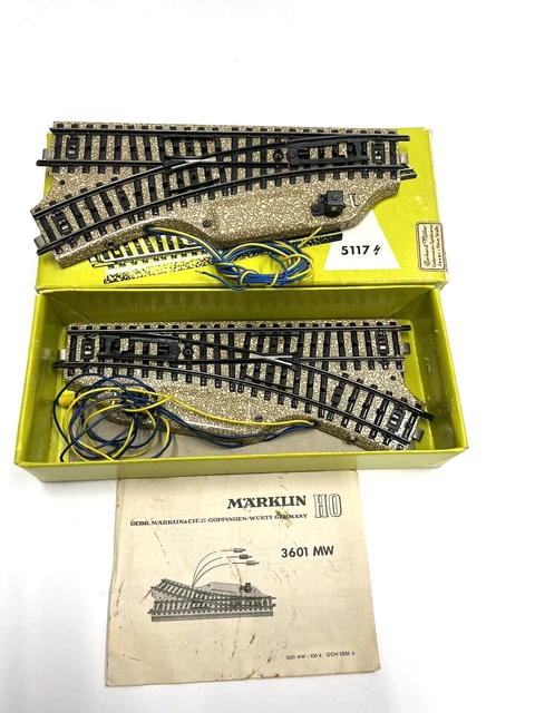 VINTAGE PAIR MARKLIN HO Gauge 5117 boxed Turn Out Points 1 L/H & 1 R/H ...