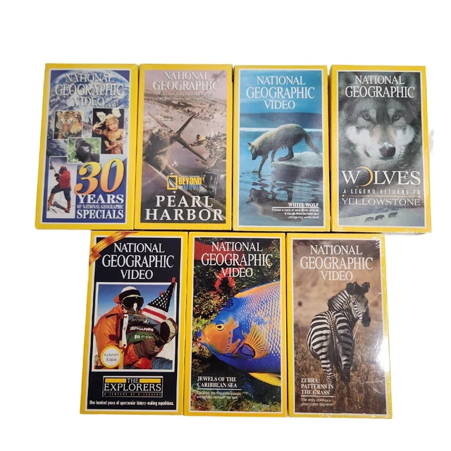 NATIONAL GEOGRAPHIC 7 VHS Lot Pearl Harbor Wolves The Caribbean Sea ...