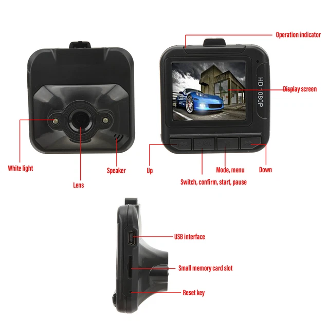 DASH CAM 1080P Car Driving Recorder 1.6in Color Display Screen DVR ...
