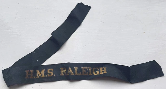 HMS RALEIGH ROYAL Navy RN Cap Tally Shore Establishment 42cm £8.00 ...