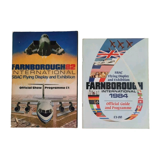 FARNBOROUGH AIRSHOW PROGRAMS 1982 and 1984 80's Adverts Cars Planes ...