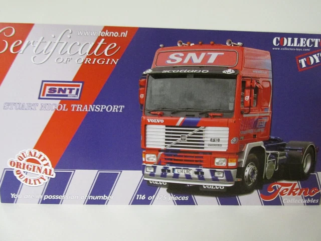 TEKNO SCANIA VOLVO F10 Tractor Unit-Stuart Nicol Transport-Ltd Edition ...