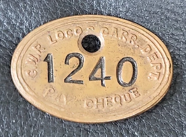 VINTAGE BRASS GWR railway Paycheck Token LOCO & CARR DEPT 1240 PAY ...
