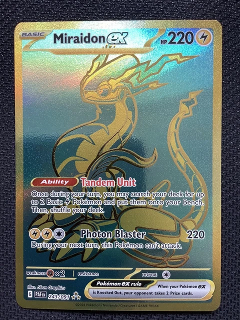 MIRAIDON EX 243/091 Paldean Fates Full Art Gold Hyper Rare Pokemon TCG ...