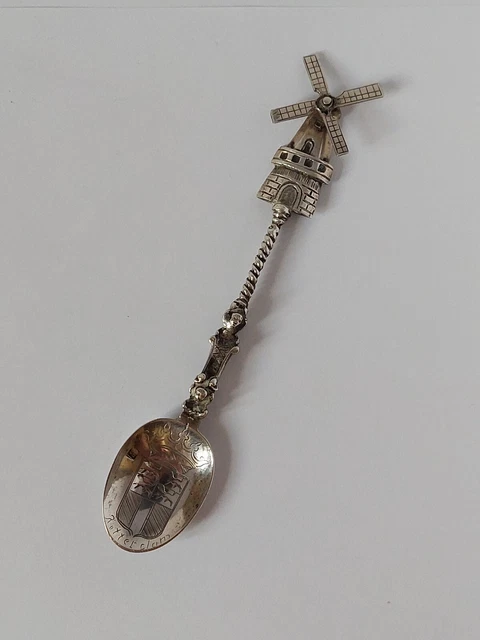 ANTIQUE / VTG Hallmarked Dutch Solid Silver Rotterdam Windmill Souvenir ...
