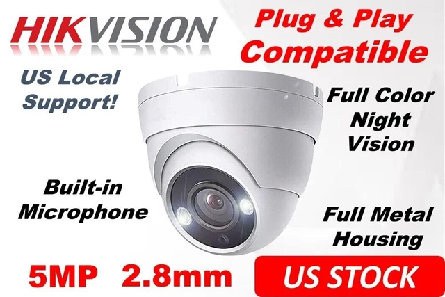 HIKVISION COMPATIBLE 5MP ColorVu IP Turret Dome Camera 2.8mm w/ Built ...