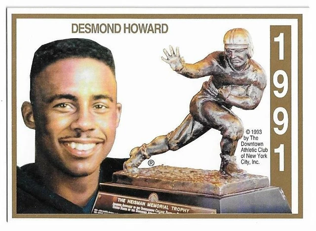 DESMOND HOWARD 1993 ÉCHANTILLON RARE carte Heisman Michigan Wolverines ...