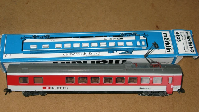 MÄRKLIN 4125 D-ZUG Speisewagen beleuchtet mit Pantograph der SBB in OVP EUR 28,90 - PicClick DE