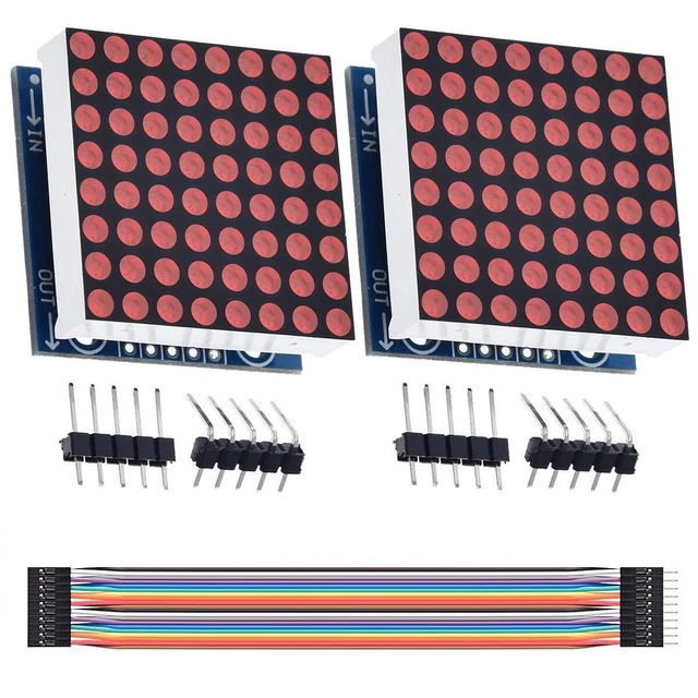 YOUMILE 2PCS MAX7219 8x8 Dot Matrix Single Red Light MCU Controlled LED ...