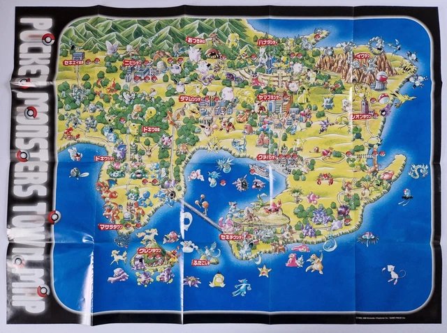 POKEMON KANTO POSTER Pocket Monsters Town Map Japanese Promo Card ...