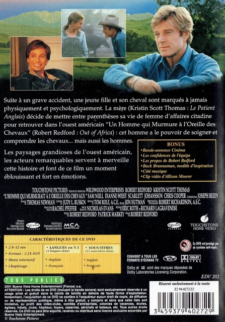 DVD - L'HOMME QUI MURMURAIT A L'OREILLE DES CHEVAUX - Robert Redford EUR 6,90 - PicClick FR