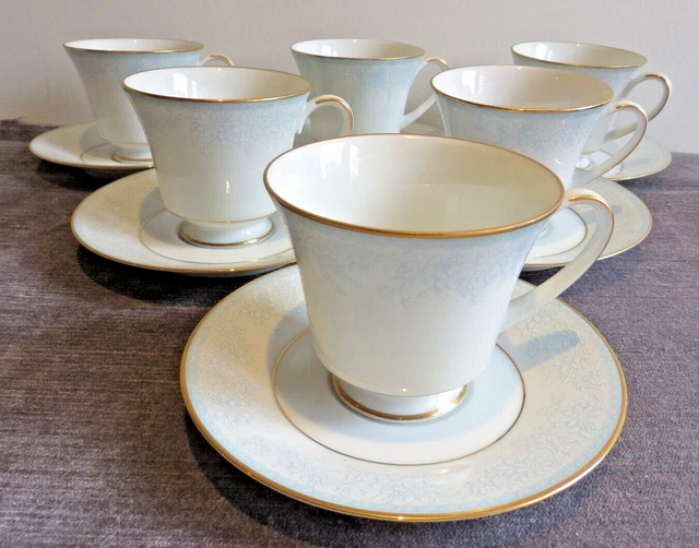 SIX NORITAKE TEA Cups And Saucers 'Marina' 2890 Unused £18.00 - PicClick UK