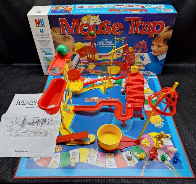 VINTAGE 1986 MOUSE Trap Board Game MB Games Long Box Complete Mousetrap ...