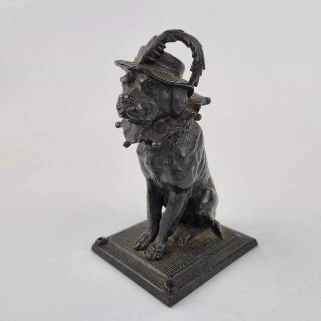 ANTIQUE E. G. Zimmermann Cast Iron Figure Dog In Hat & Ruff Match ...