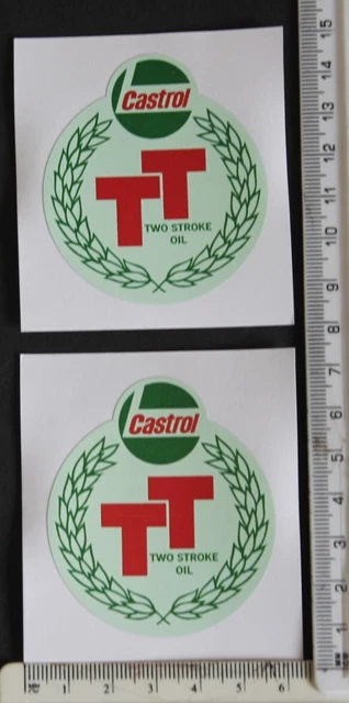 2 X CLASSIC Style 70's/80's CASTROL TT Two Stroke Oil Stickers (B29) £4 ...