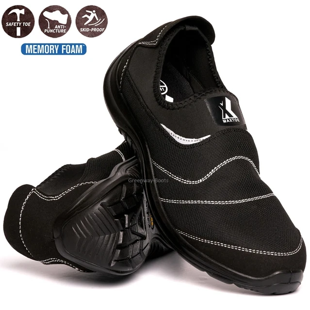 MENS LIGHTWEIGHT STEEL Toe Cap Safety Work Shoes Clogs Womens Comfort ...