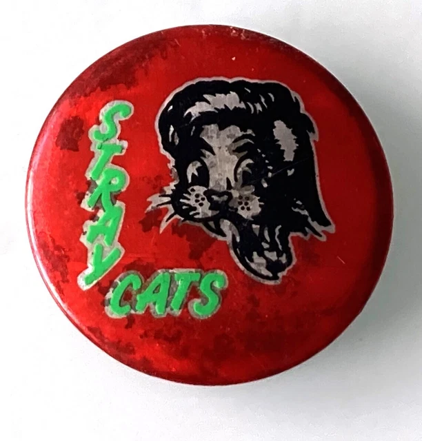 STRAY CATS OLD METAL BUTTON BADGE FROM THE 1980's ROCKABILLY BRIAN ...