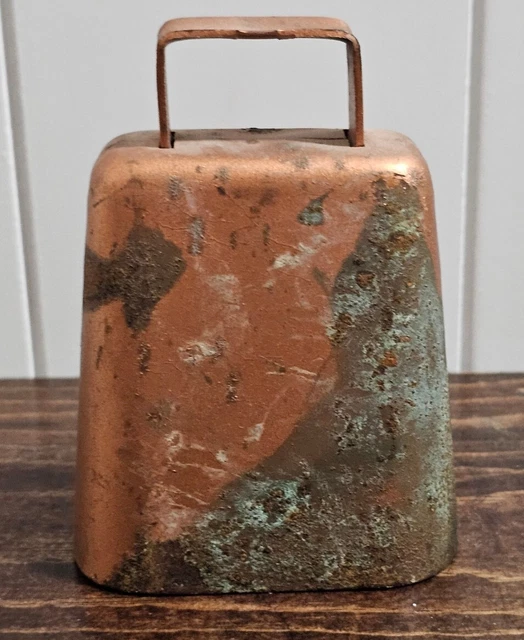 VINTAGE COPPER COWBELL Goat Sheep Nice Sound Aged Patina 4" Tall X 3 ...