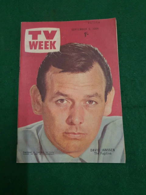 1964 VICTORIAN TV Week magazine, David Janssen of The Fugitive ...