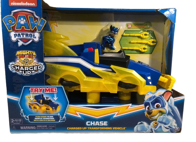 PAW PATROL MIGHTY Pups Charged Up Chase Transforming Deluxe Vehicle ...