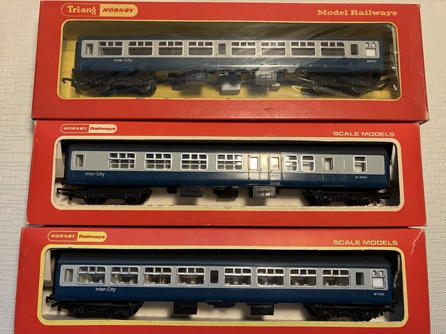 3 X HORNBY BR Mk2 Inter-City Coaches blue/grey OO boxed £29.45 ...