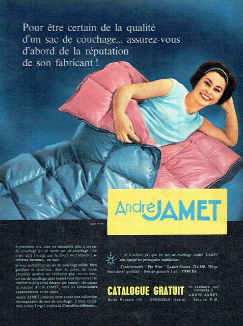 PUBLICITÉ ADVERTISING 1223 1959 André Jamet caming sac couchage sur ...