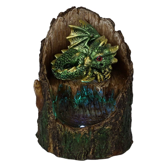 NEMESIS NOW ARBOREAL Hatchling Green Dragon in Tree Trunk Light Up ...