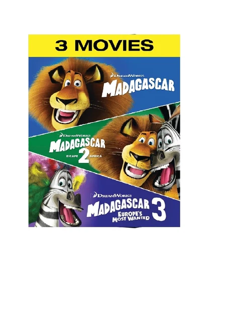 MADAGASCAR CLASSICS 3 Movies Film Animation (DVD 3-Disc) Box Set ...