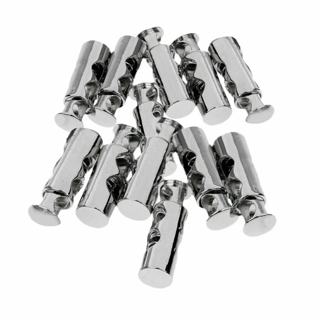 10 X METAL Toggle Cord Locks with Spring - Stopper Toggle Lock Ends ...