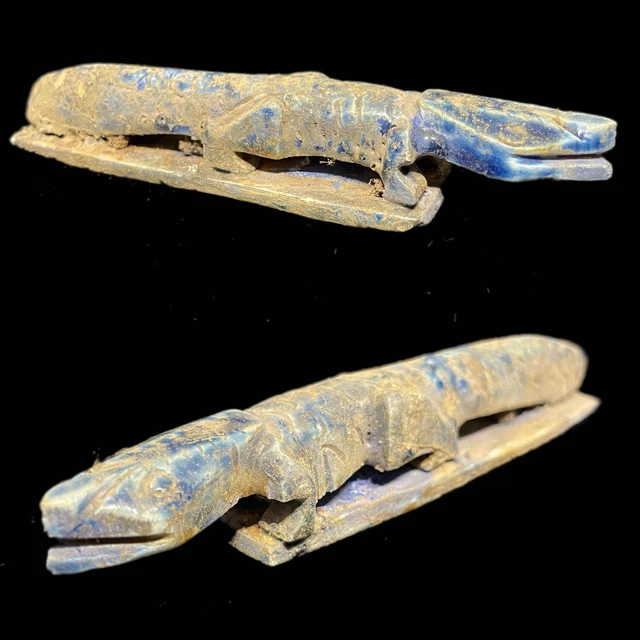 ANCIENT EGYPTIAN FAIENCE GLAZED CROC STATUE DEPICTING THE GOD SOBEK 664 ...