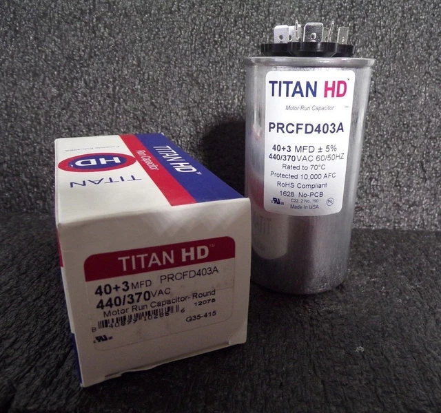 ROUND MOTOR DUAL Run Capacitor, 40/3 Microfarad, 440VAC Voltage (M) $20 ...