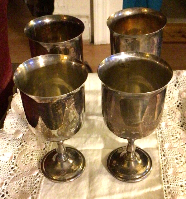 VINTAGE SET OF Oneida Four Silver Plate Goblets £36.48 - PicClick UK