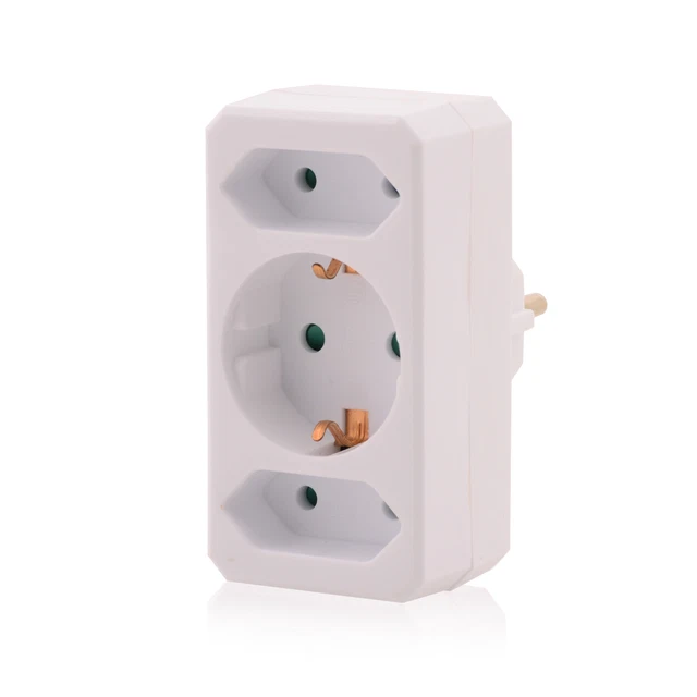 PRISE MULTIPLE 3 prises prise prise de raccordement blanche 1 x Schuko ...