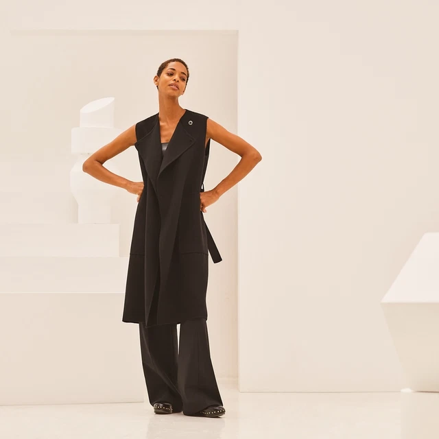 NWT $6300 HERMES Esprit Peignoir Sleeveless Cashmere Coat - Black, size ...