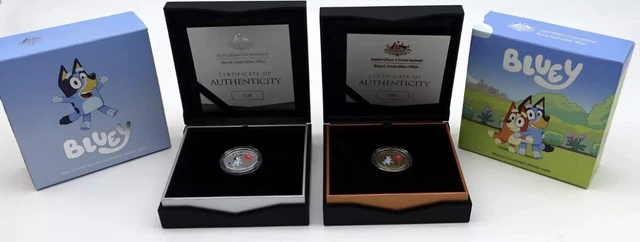 BLUEY 2024 $1 Silver Proof Coloured Coin+ Coloured Proof Dollarbuck ...