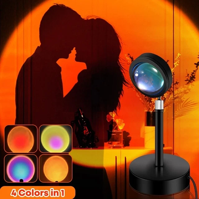 UK SUNSET PROJECTOR Projection USB Rainbow Atmosphere Lamp LED Desk ...