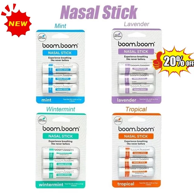 BOOM BOOM NASAL Stick (3 Pack) Enhances Breathing +Boosts Focus ...