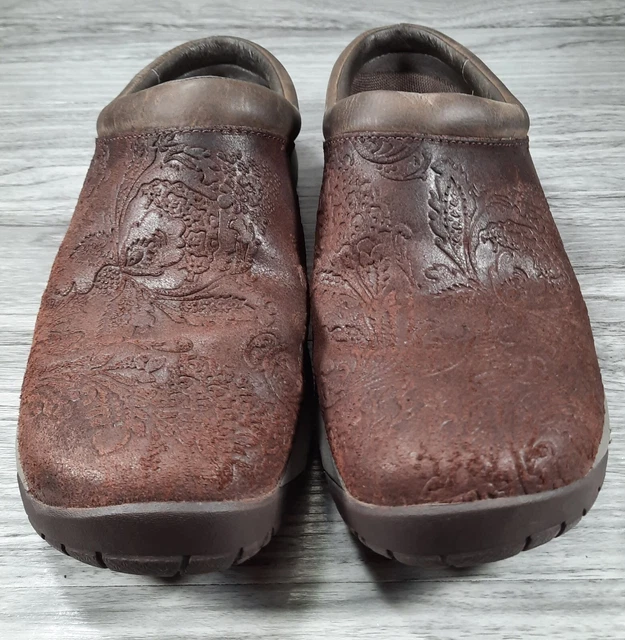 MERRELL ENCORE FRILL Tooled Brown Leather Clog Mules Women 8 EUR 38.5 ...