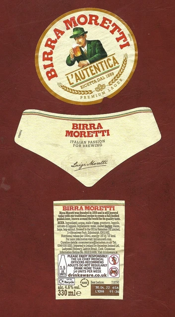 BEER LABEL - Birra Moretti L'Autentica beer bottle label (330ml) £1.10 ...