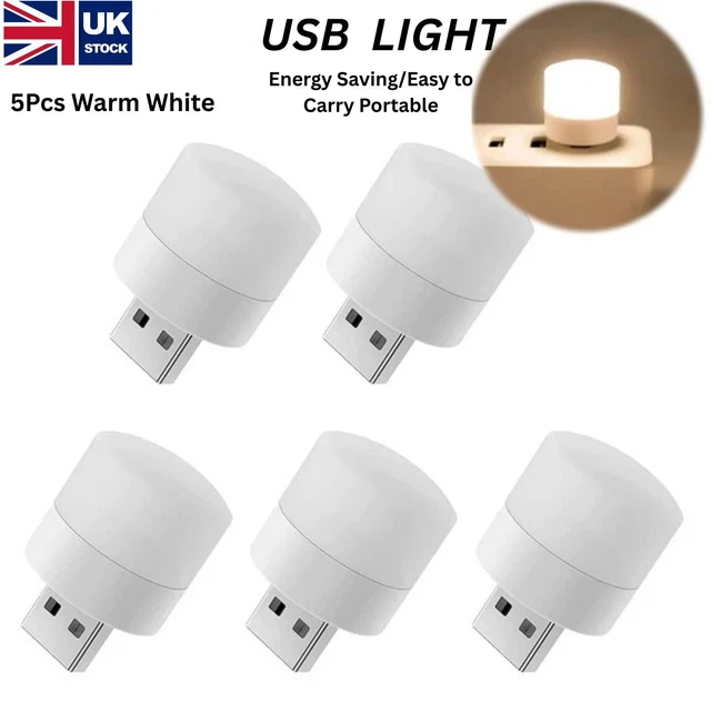 5PCS MINI USB Night Light Warm White Eye Protection Book Reading Light ...