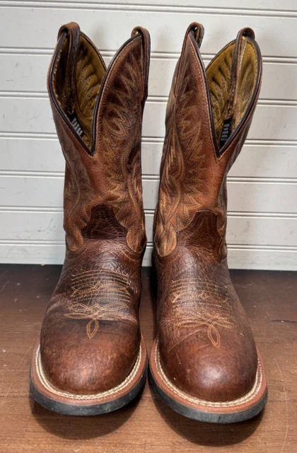 LAREDO BOOTS MEN’S 8 D Pinetop Western Cowboy Brown Leather Mid-Calf ...