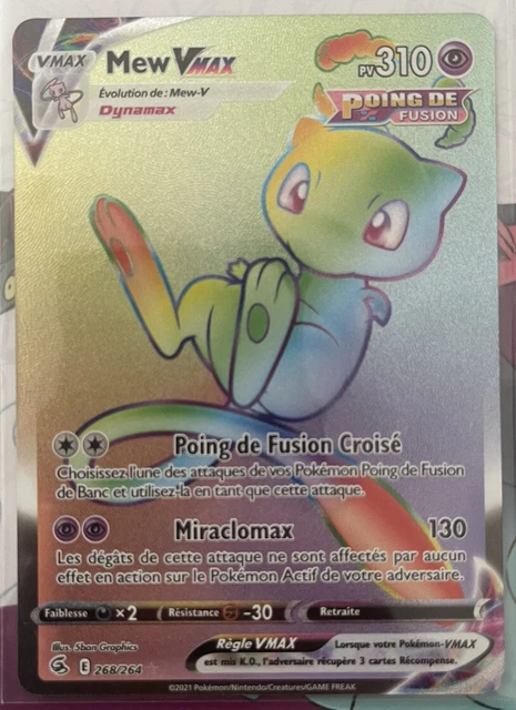 CARTE MEW VMAX 268/264 arc en ciel rainbow pokemon neuve Poing de ... CARTE MEW VMAX 268/264 arc en ciel rainbow pokemon neuve Poing de ...